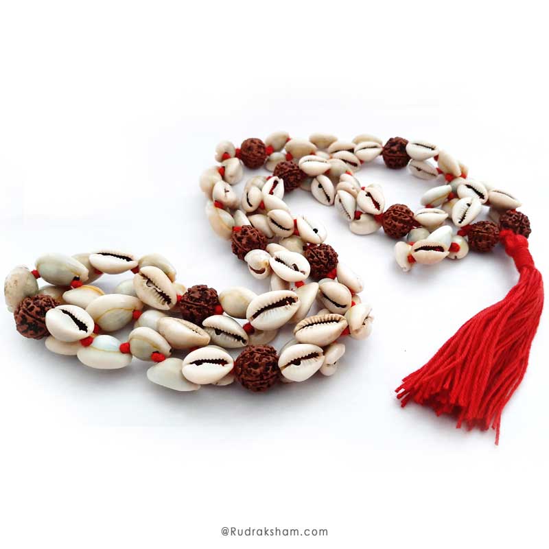 Rudraksha - Kauri Mala | Cowry Necklace | Cowrie Shell Beads Rudraksha ...
