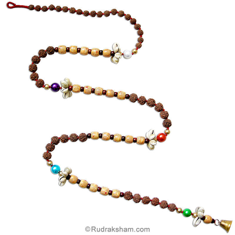 Rudraksha Mala Line for Hanging with Bell for Meditation Room – Rudraksham