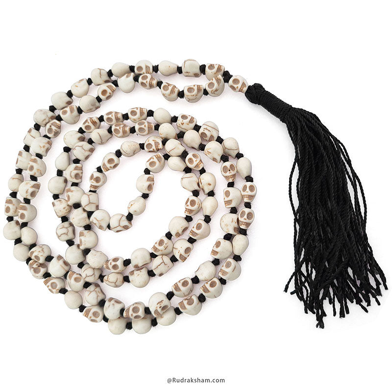 Munda Mala, Skull Mala Rosary, Bone Mala 108+1 Beads Narmund japa Mala ...